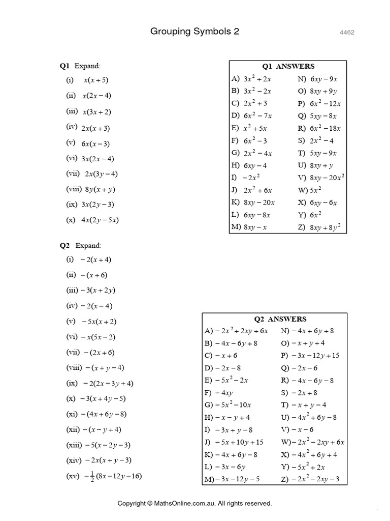 Grouping Symbols 2 | PDF