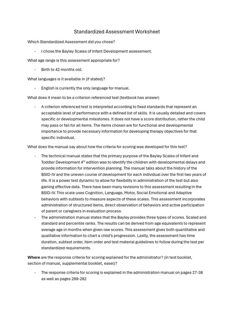 Bayley Scales Assessment Overview | PDF | Validity (Statistics ...