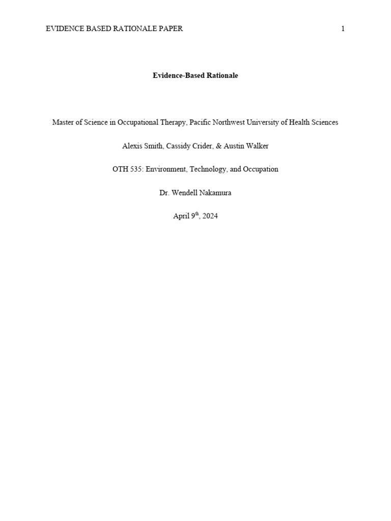 Evidence-Based Rational | PDF | Occupational Therapy | Communication