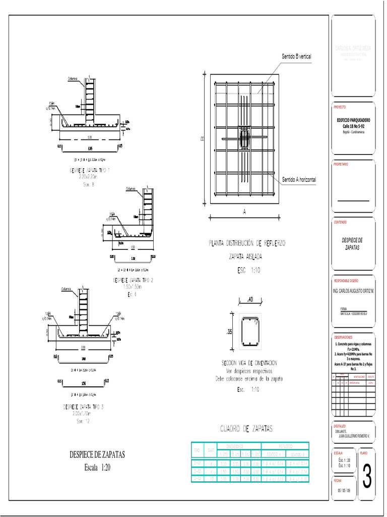 3 - Despiece de Zapatas-Layout1 | PDF | Ingeniería estructural | Ingeniero civil