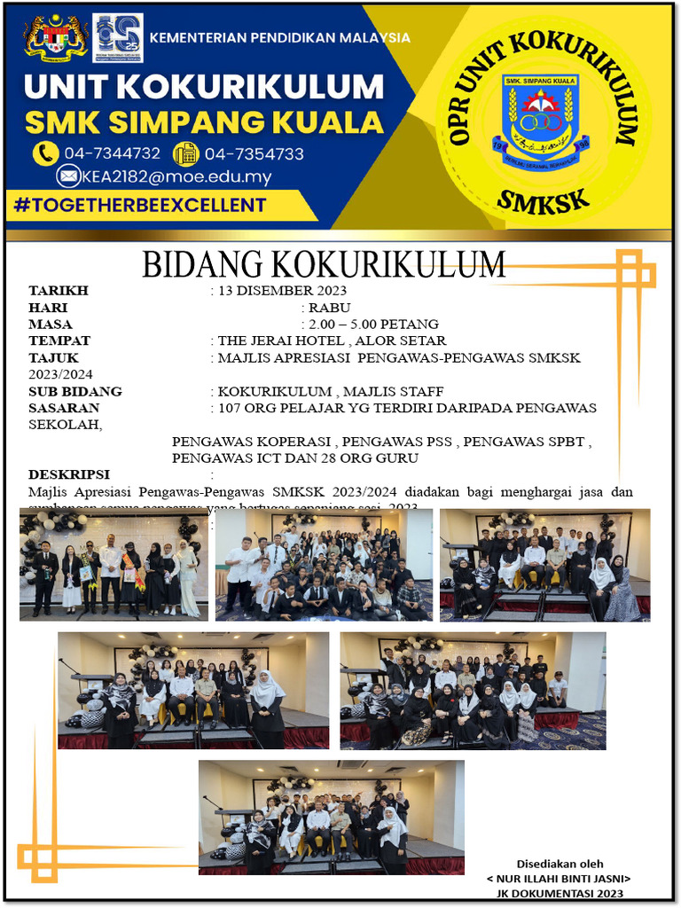 Opr Majlis Apresiasi Pengawas Pengawas Smksk 2023 Unit Koku | PDF