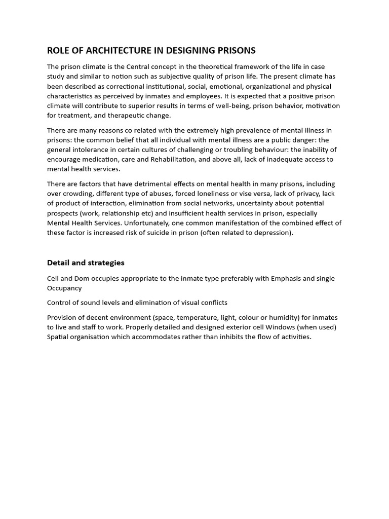 Prison Case Study | PDF | Prison | Mental Health Prison Case Study | PDF | Prison | Mental Health