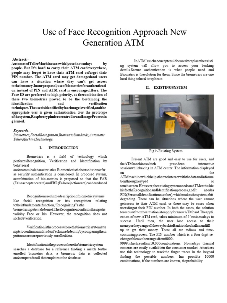 Use Face-Recognition Approach New-Generation-ATM Second research paper | PDF | Biometrics ...