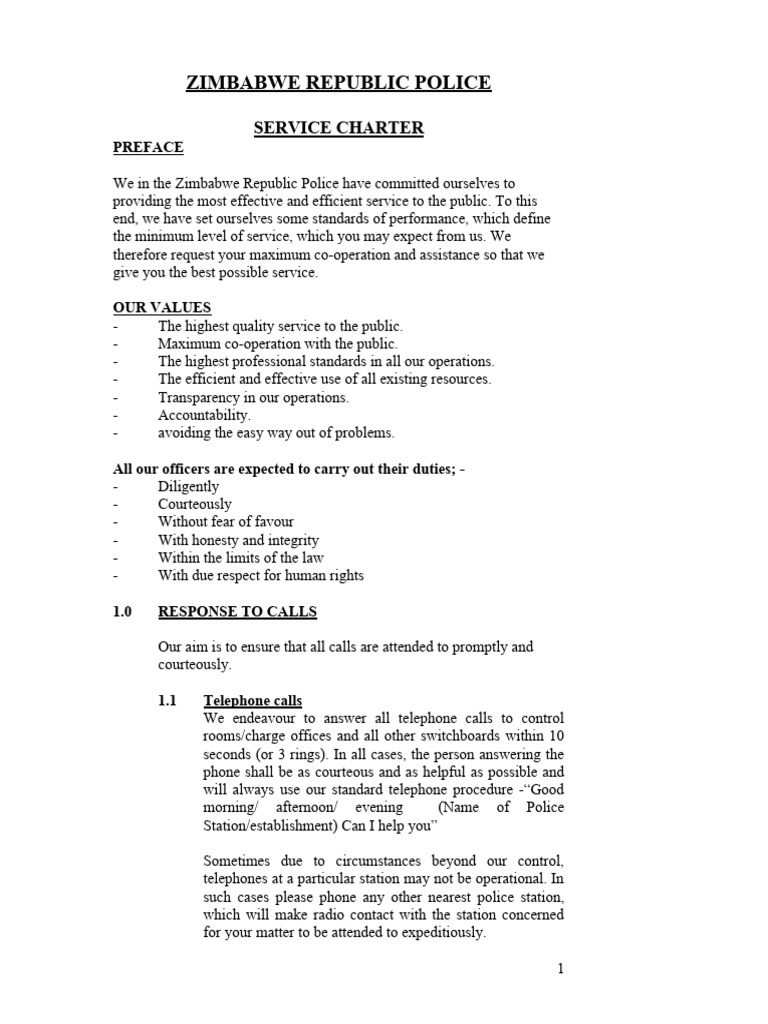 Service Charter | PDF | Police | Crime & Violence