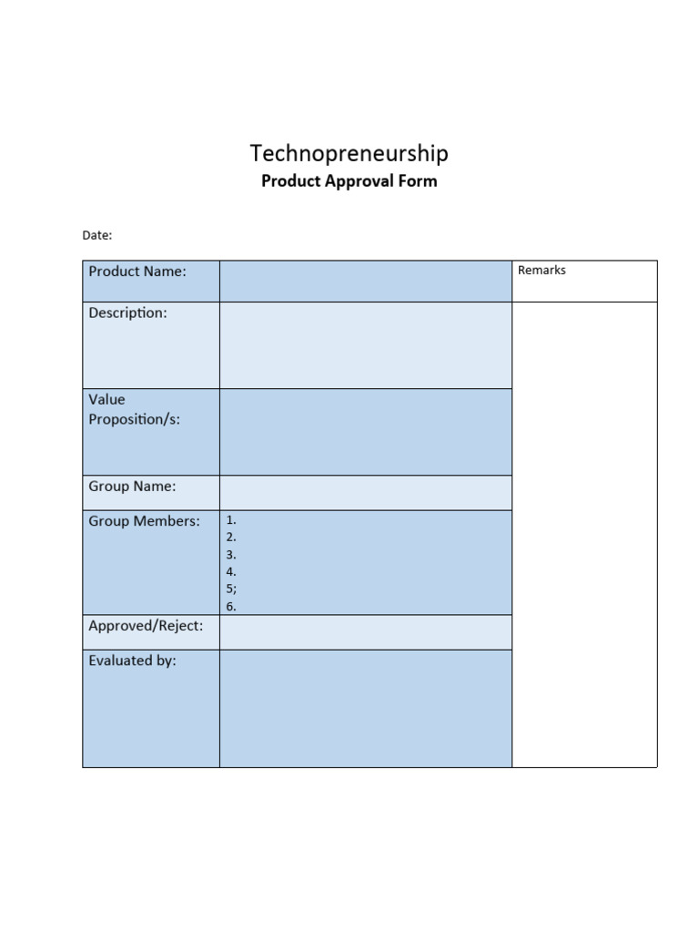 Technopreneurship Approval Form | PDF