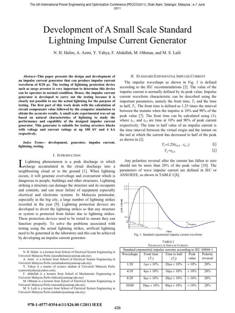 Development of 8/20 μs Impulse Current Generator | PDF | Capacitor ...