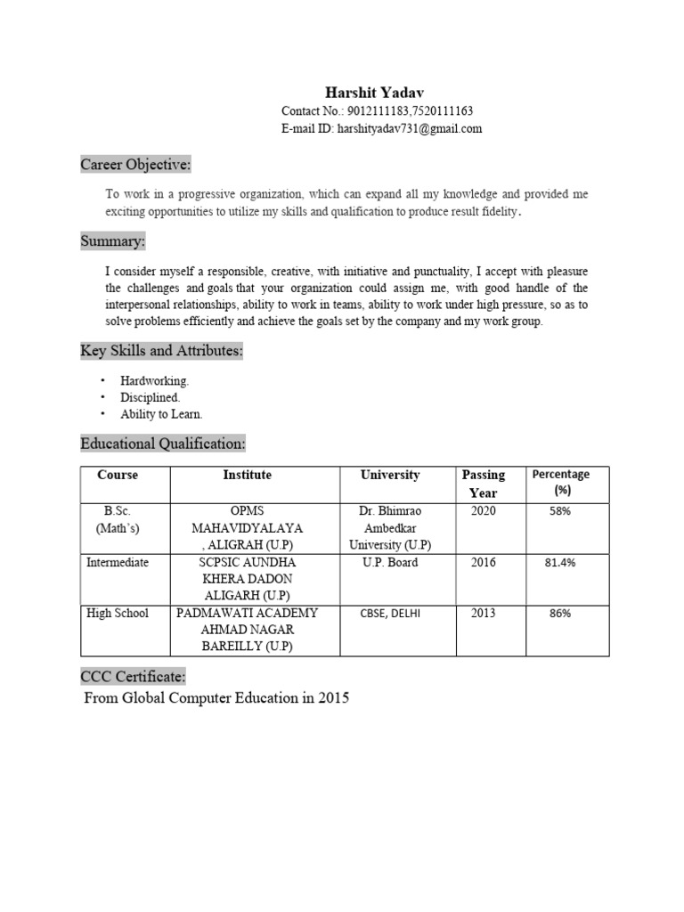 Harshit CV | PDF