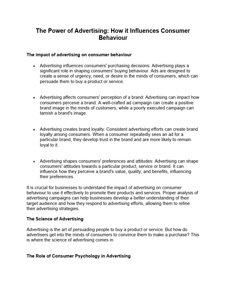 The Power of Advertising | PDF | Brand | Advertising