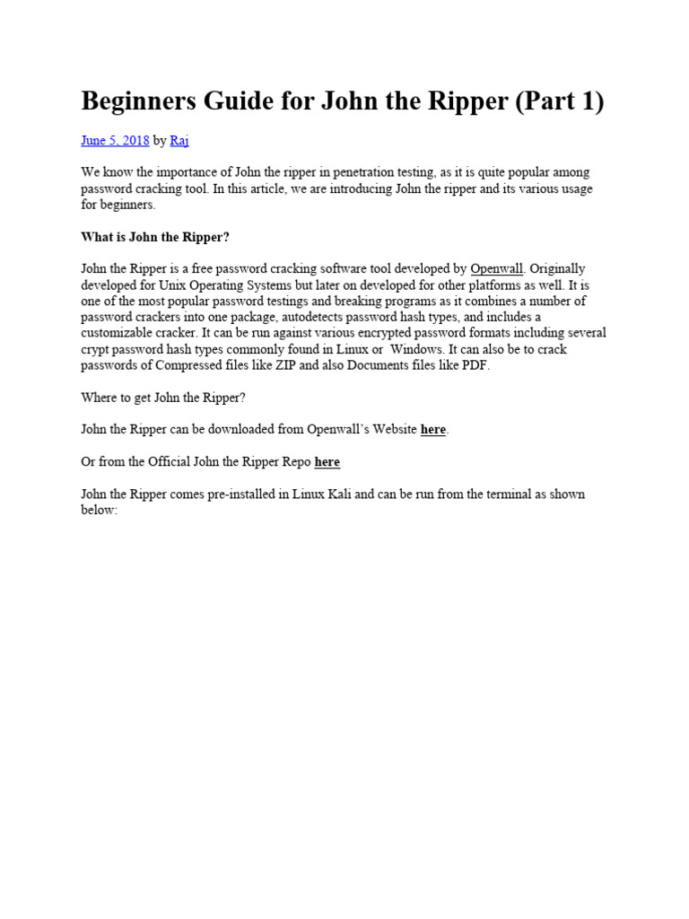 john the ripper | Download Free PDF | Password | Information Technology ...
