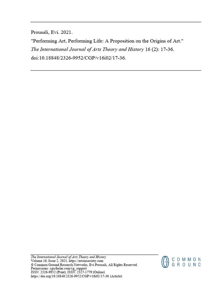 Performing Art Performing Life A Proposi Pdf Visual Cortex Empathy