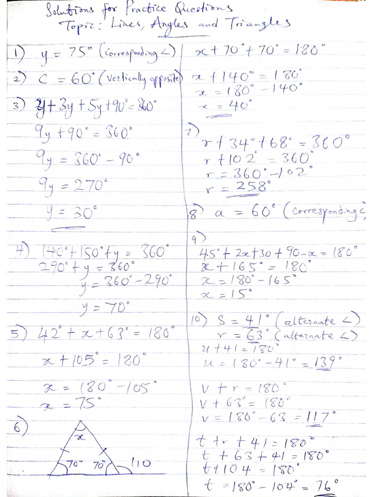 Lines Angles and Triangles Solutions | PDF