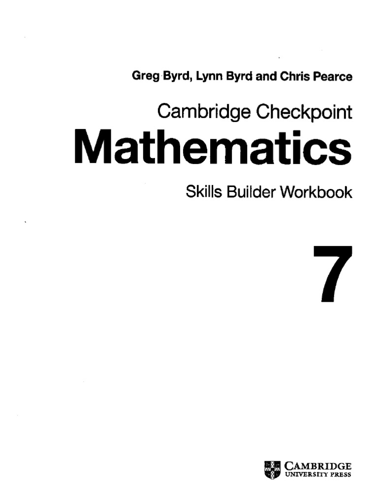 Cambridge Checkpoint Mathematics 7 Skills Builder Workbook | PDF