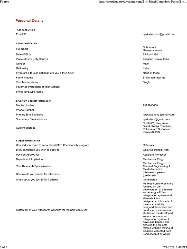 BITS PILANI, India CAMPUS Recruitment Form | PDF | Heat | Thesis BITS PILANI, India CAMPUS Recruitment Form | PDF | Heat | Thesis