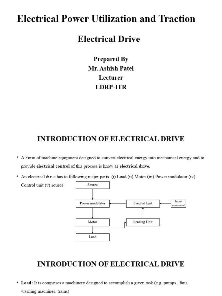 Electrical Drive PART 1 INTRODUCTION AND CHARACTERISTICS AND SPEED ...