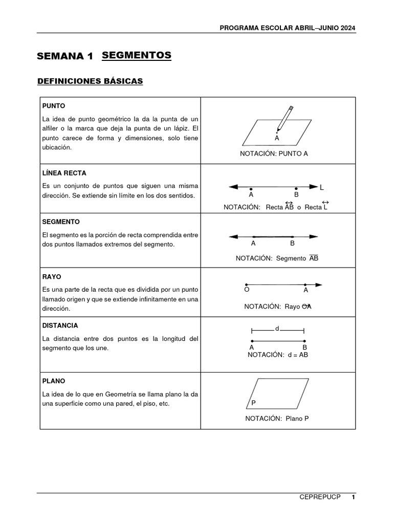Material de GEO - Semana 1 - Segmentos - 2024.9 | PDF | Longitud | Matemática Elemental