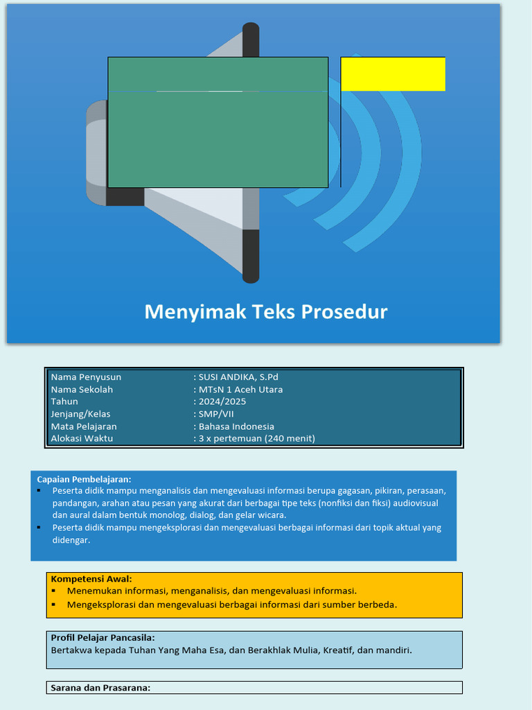 Modul Ajar BINDO Klas 7 Bab 4 Teks Prosedur | PDF