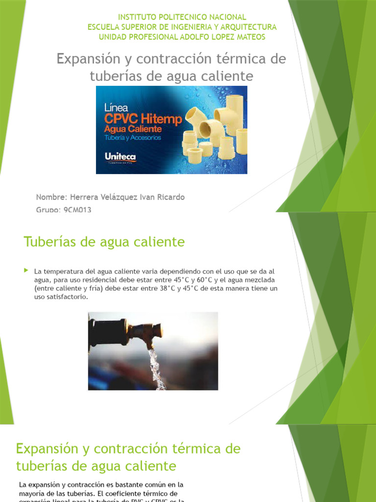 Expansión Térmica en Tuberías de Agua | PDF | Tubería (transporte de fluidos) | Agua