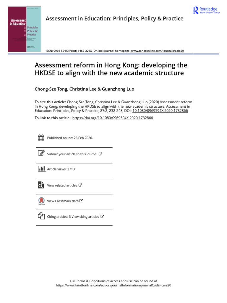 Assessment Reform in Hong Kong Developing The HKDSE To Align With The ...
