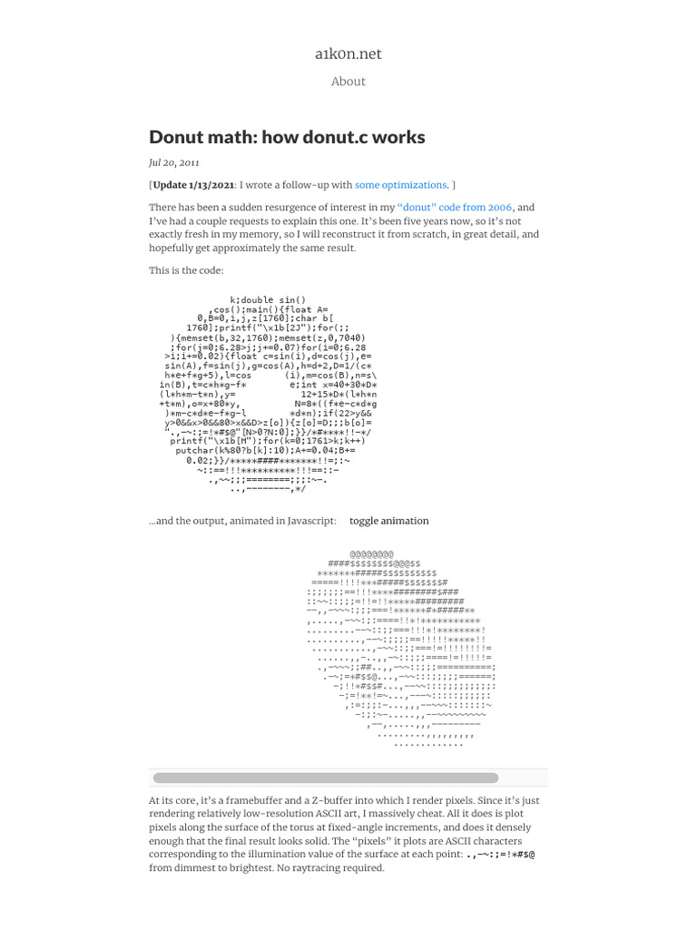 Donut Math - How Donut.c Works | PDF | Cartesian Coordinate System ...