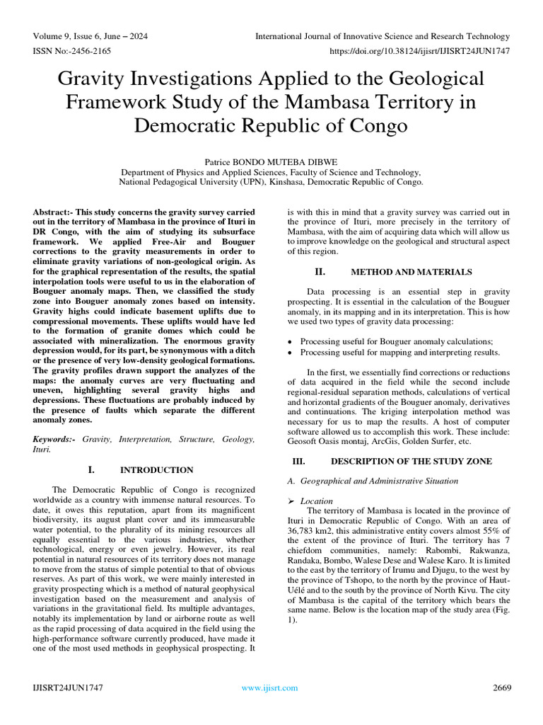 Gravity Investigations Applied To The Geological Framework Study of The ...