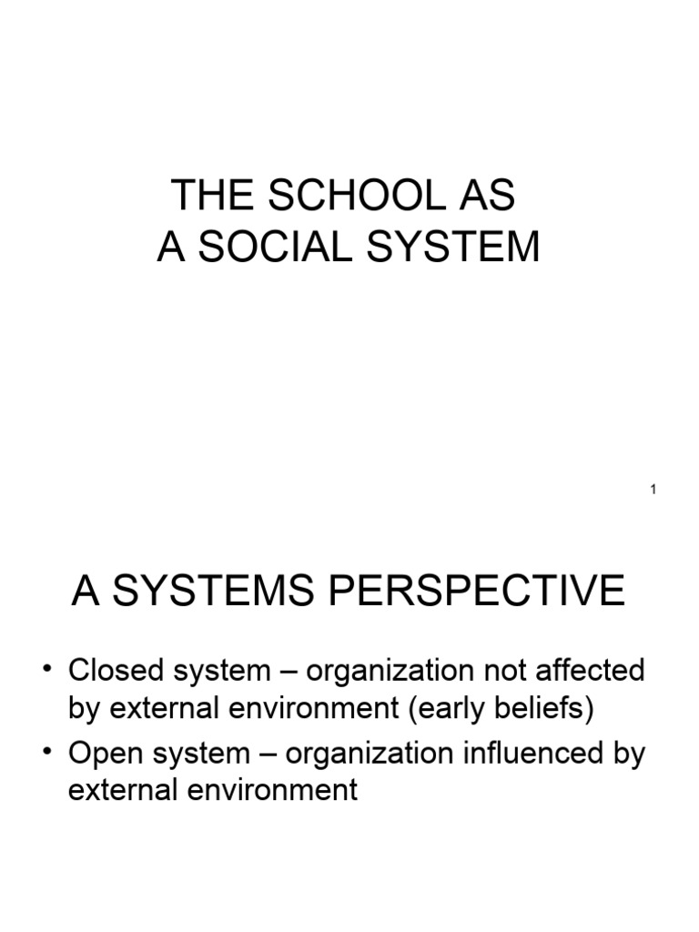School As Social System | PDF | System | Systems Theory