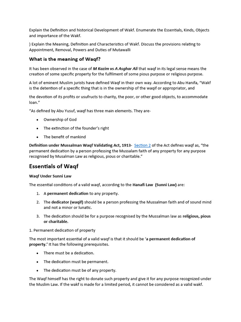 WAKF | PDF | Abrahamic Religions | Private Law