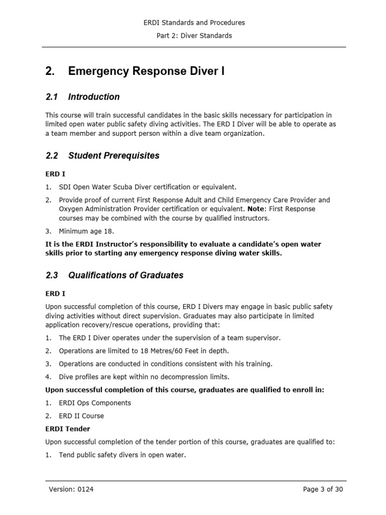 ERDI Diver Standards - 02 - ERD - I - Diver | PDF | Scuba Diving ...