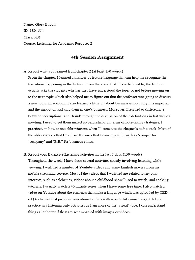 5B - 4th Session Assignment | PDF | Human Communication | Cognition