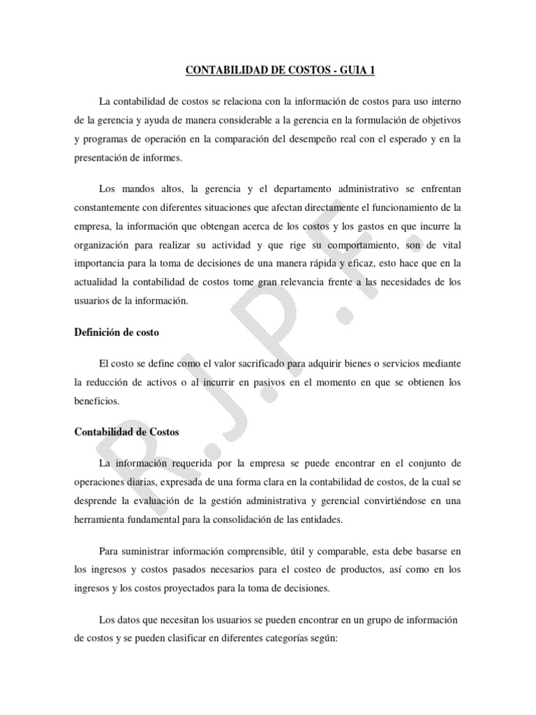 Contabilidad de Costos Guia de Teoria | Descargar gratis PDF | Contabilidad de costos | Contabilidad