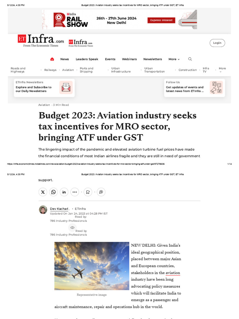 Budget 2023 - Aviation Industry Seeks Tax Incentives For MRO Sector ...