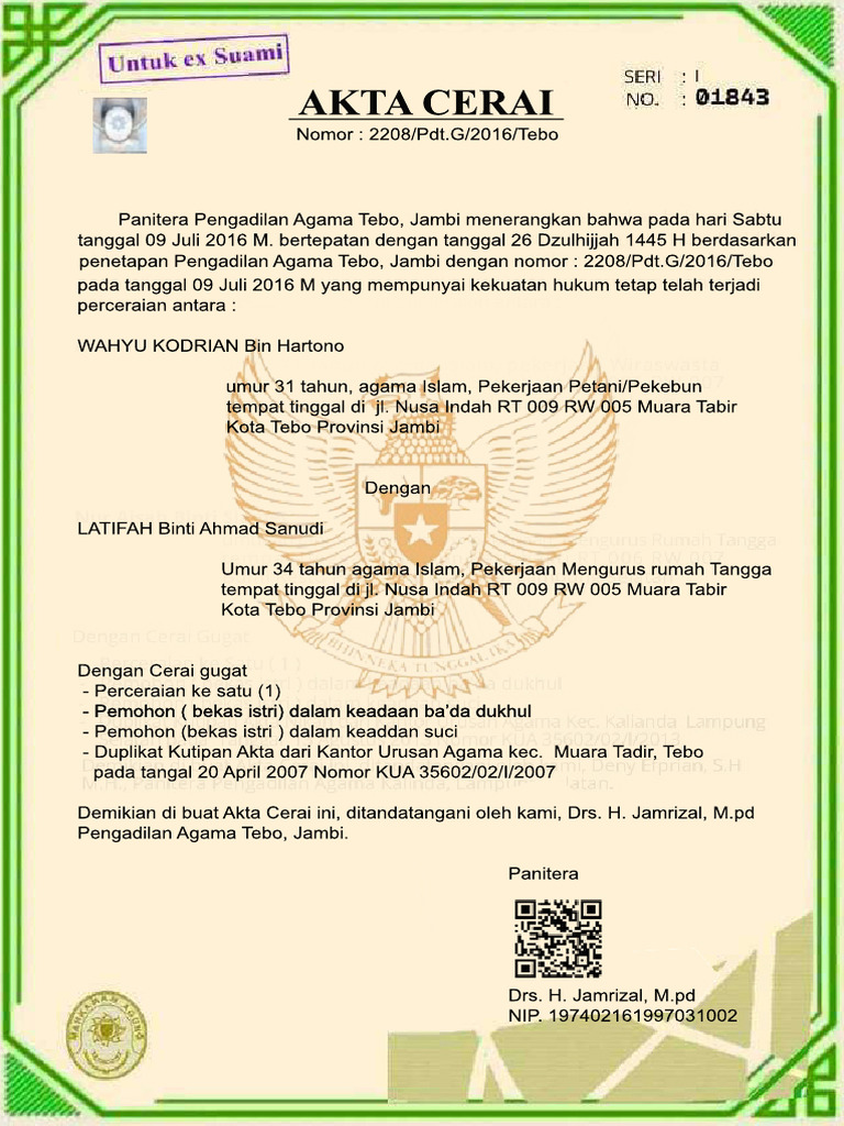 Akta Cerai Terbaru | PDF