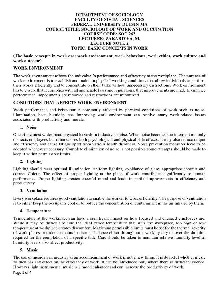 SOC 262 LECTURE NOTE 2 | PDF | Occupational Safety And Health | Lighting SOC 262 LECTURE NOTE 2 | PDF | Occupational Safety And Health | Lighting