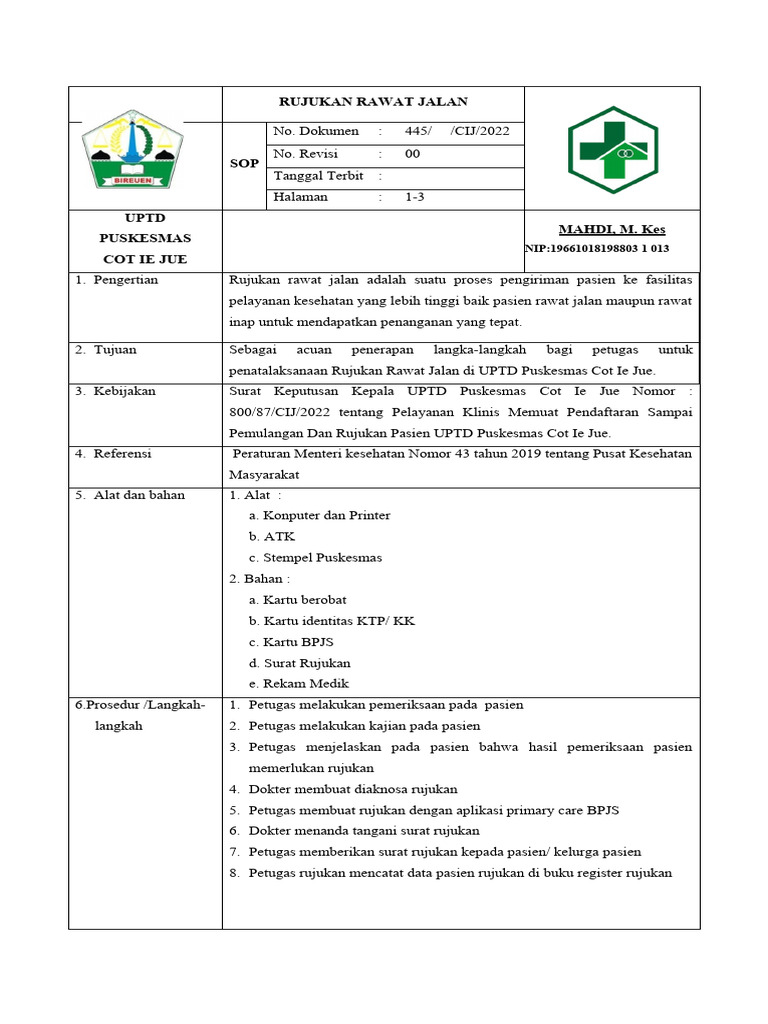 SOP Rujukan | PDF | Pengembangan Diri | Sains & Matematika