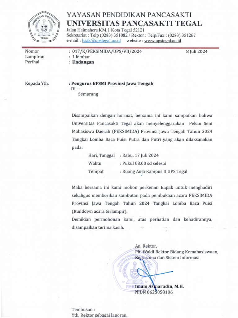 Peksimida 2024 Undangan BPSMI | PDF
