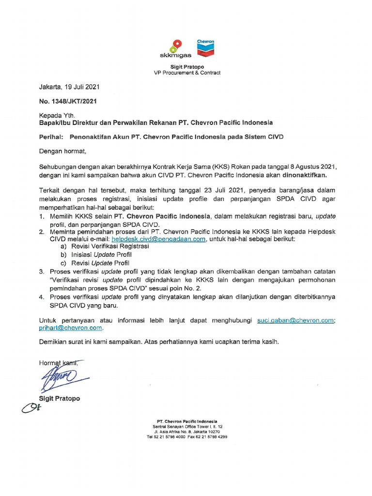 Lampiran 1 - Surat Penonaktifan CIVD CPI | PDF