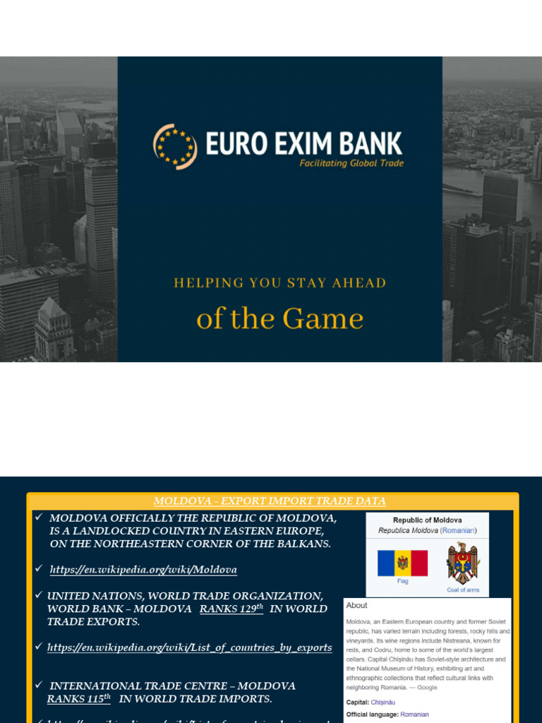 MOLDOVA Export Import Trade Data | PDF | Moldova | Economies
