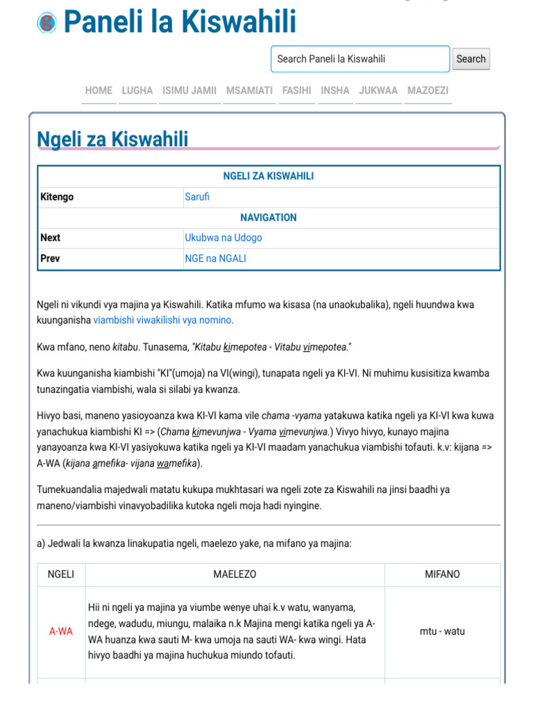 Pages From Ngeli Za Kiswahili Paneli La Kiswahili | PDF