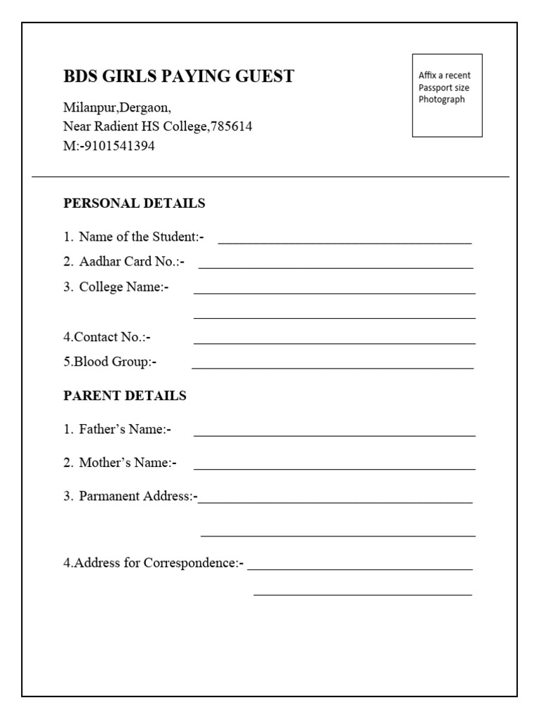 BDS Girls Paying Guest | PDF