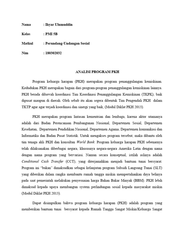 Analisis Program PKH | PDF | Ilmu Sosial