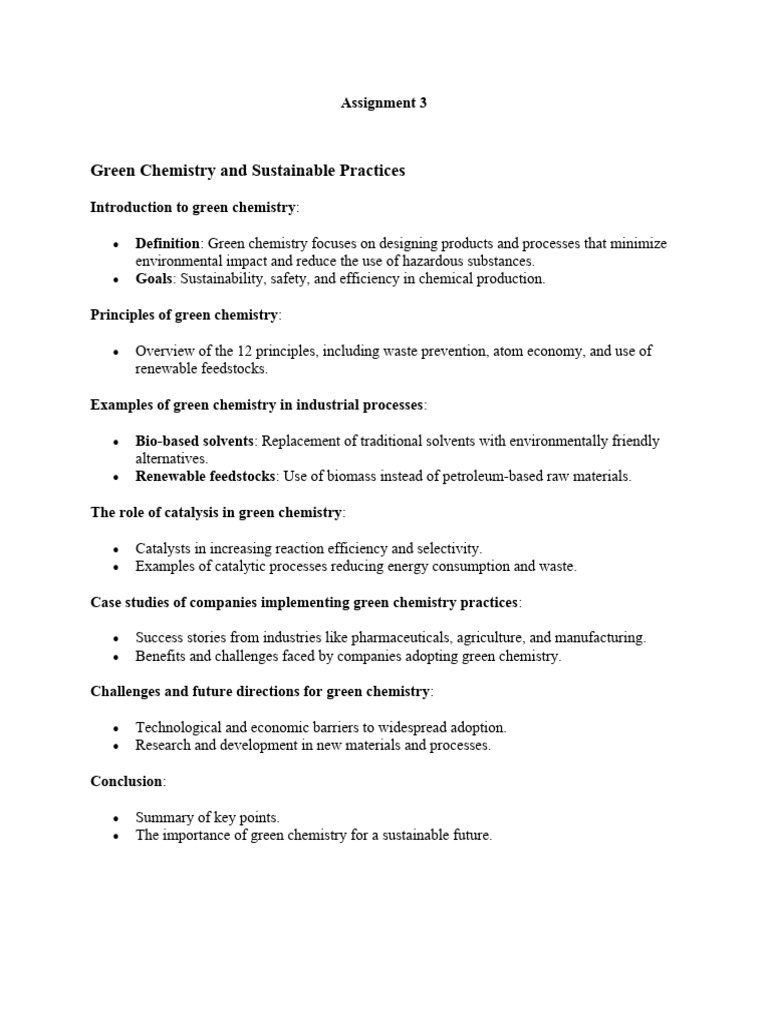 Green Chemistry Assignment Overview | PDF