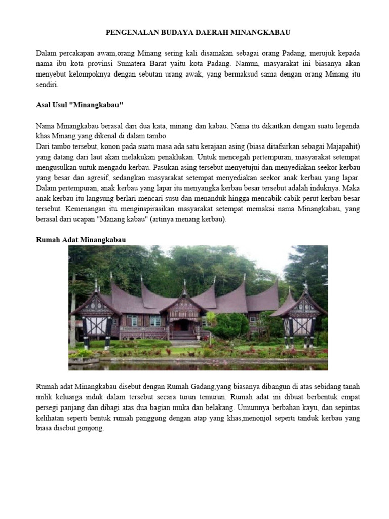 Budaya Minangkabau dan Tradisinya | PDF