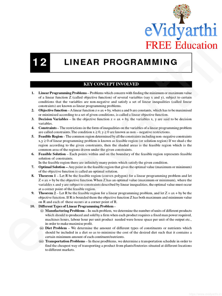 Class 12 Chapter 12 Maths Important Formulas | PDF | Mathematical ...
