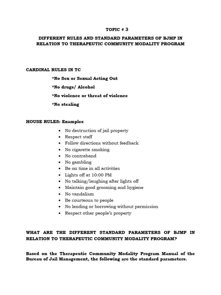 Topic 3 Different Rules and Standard Parameters of BJMP in Relation To ...