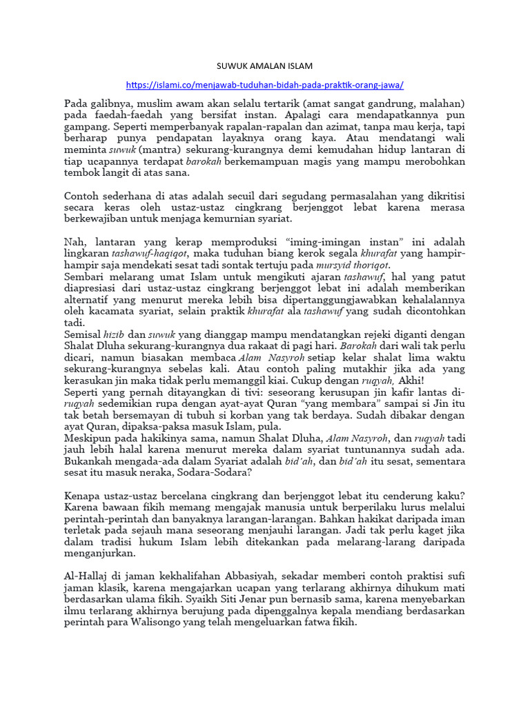 Suwuk: Tradisi dan Pandangan Islam | PDF