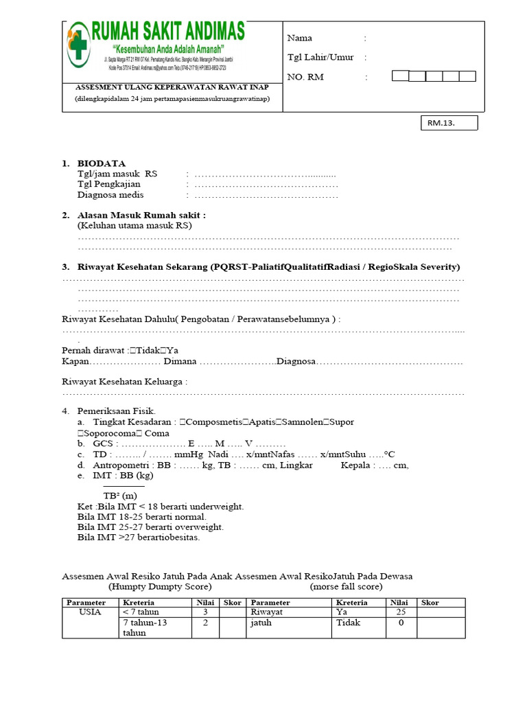 Rm. 13 Assesmen Ulang Ranap | PDF