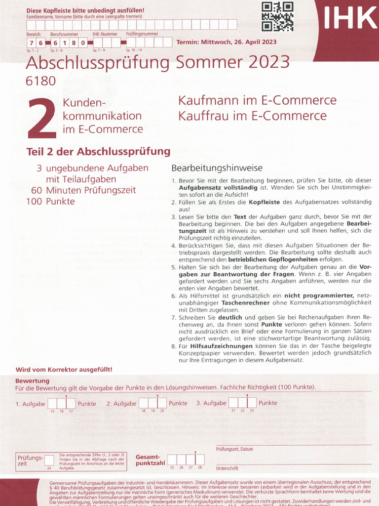 1.2 Sommer 2023 Teil 2 - Kundenkommunikation E-Commerce | PDF