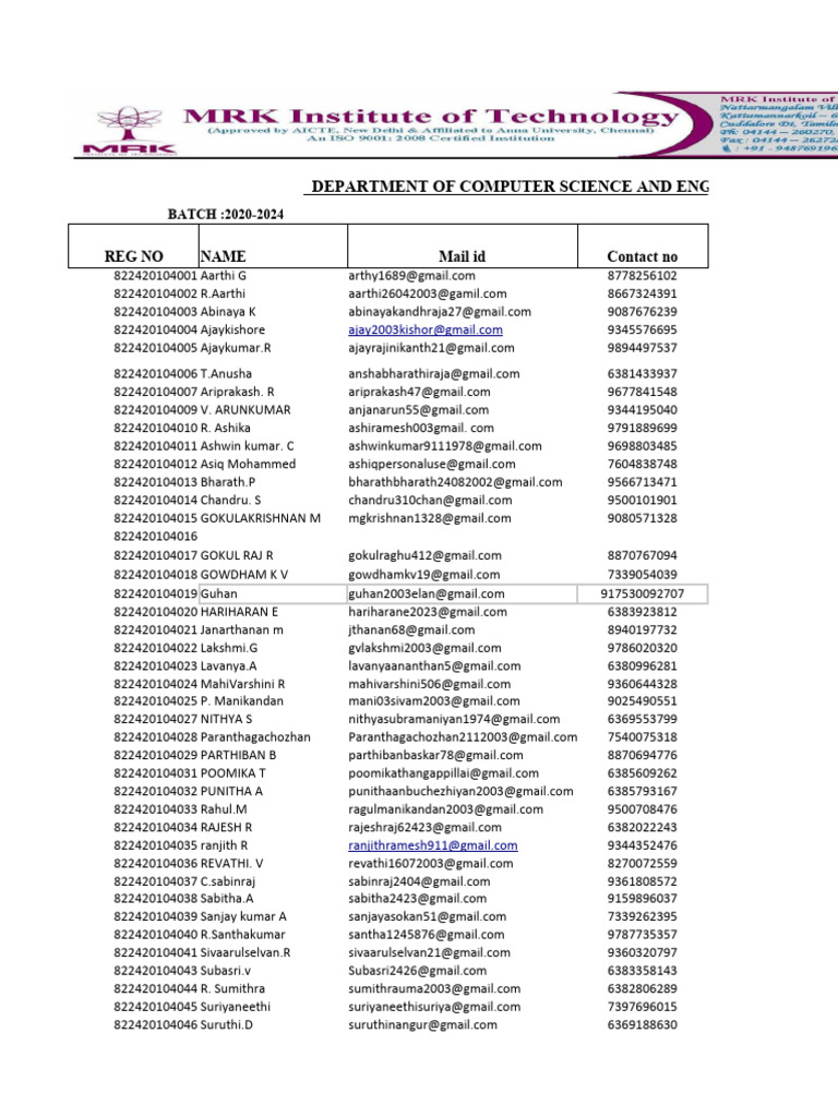 Mrkit CSE Database | PDF