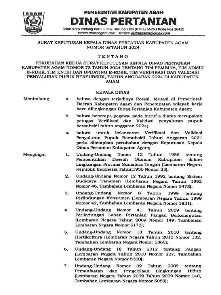 SK PERUBAHAN KEDUA VERVAL NO. 165 Tahun 2024 | PDF