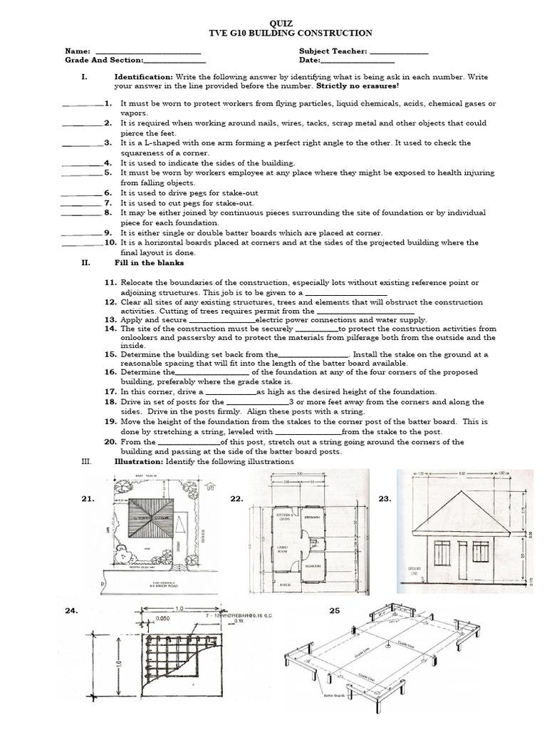 Quiz 3.1 Laying Out Building Lines | PDF | Materials