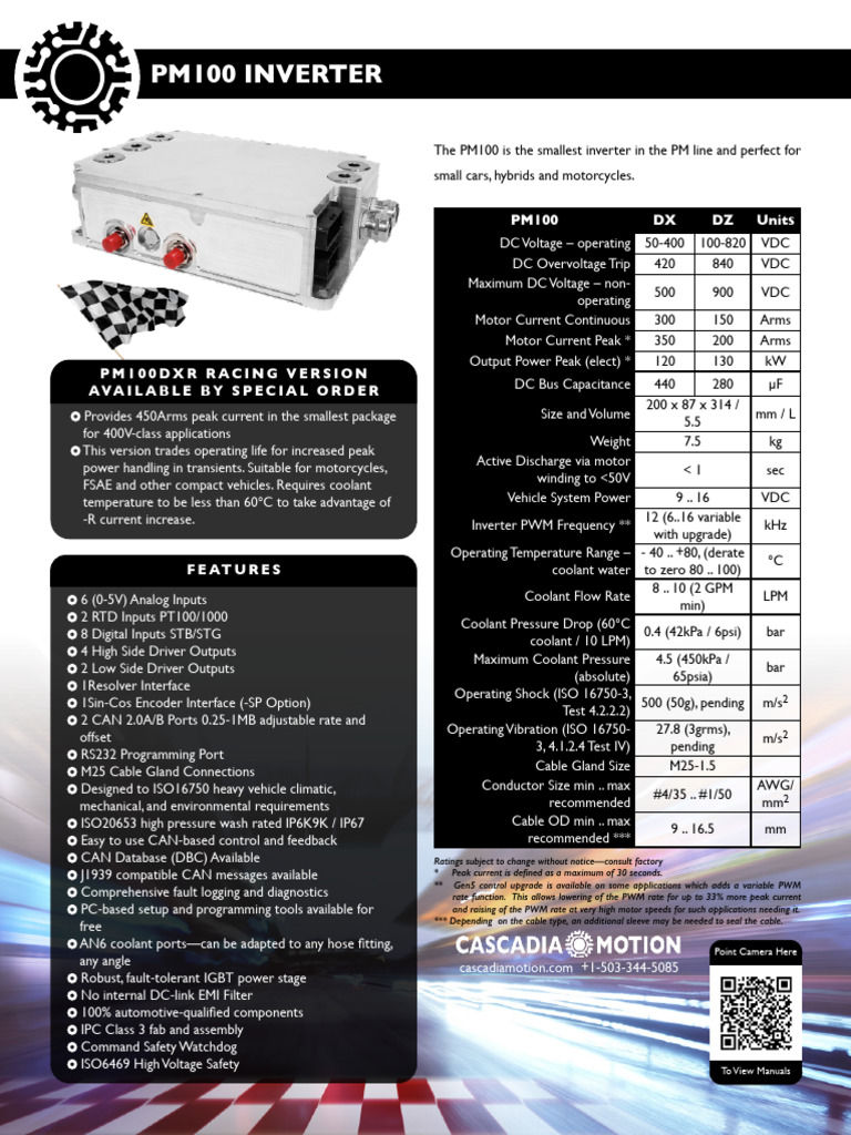 PM100 스펙시트 | PDF | Power Inverter | Electronics